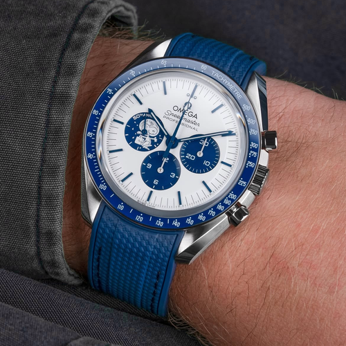 Premium Blue Rubber Watch Strap Band Bracelet For Omega Speedmaster ...
