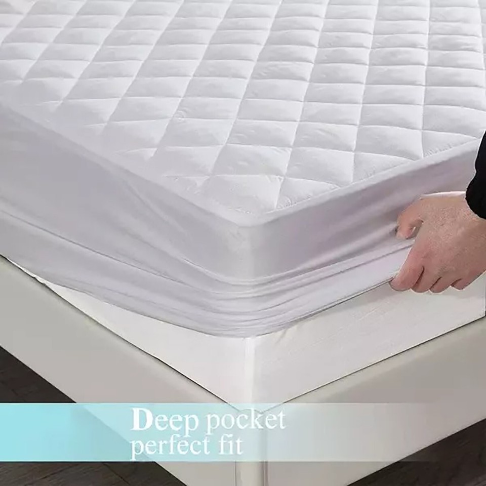 Extra Deep Waterproof Quilted Mattress Protector Fitted Cover Single ...