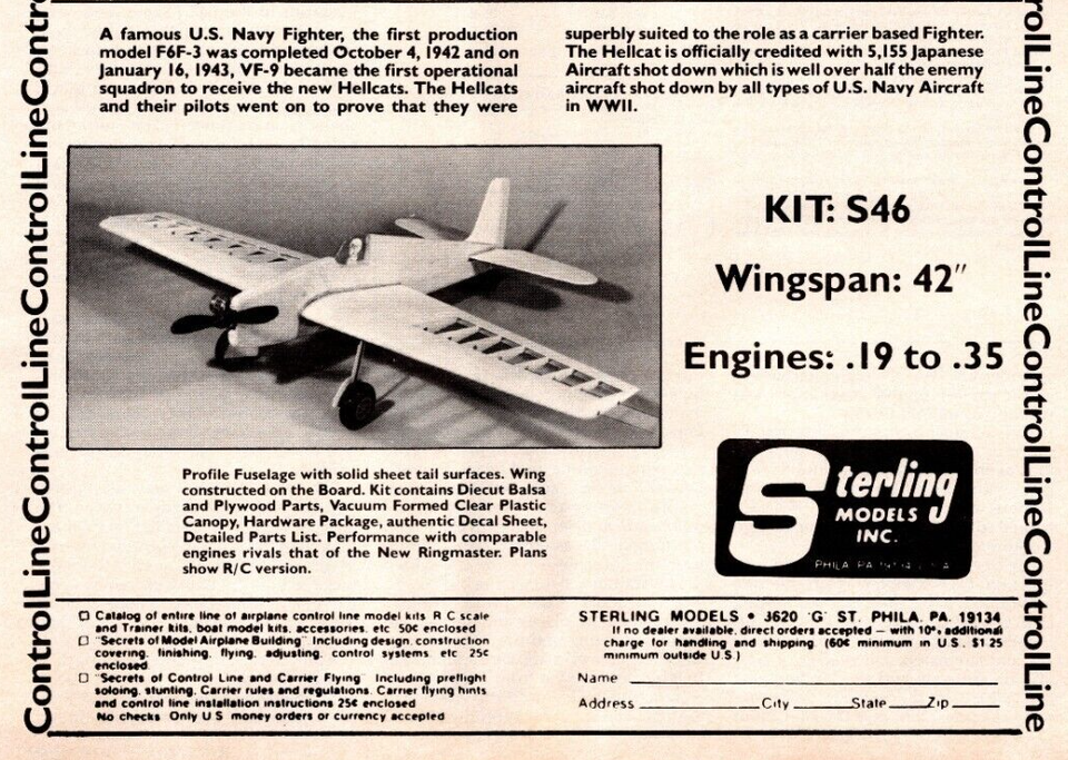 1979 Sterling Models Inc Control Line Airplane Kits Page Vintage Print ...