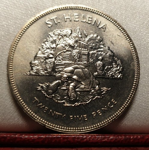 1952 1977 St Helena 25 pence British crown coin Queen Elizabeth II unc ...