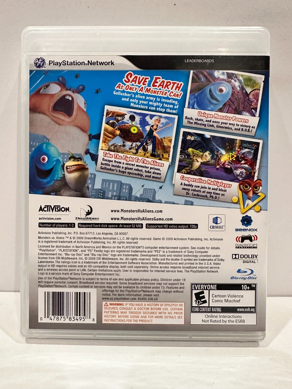 Monsters vs. Aliens (Sony PlayStation 3, 2009) PS3 Complete w/ Manual ...