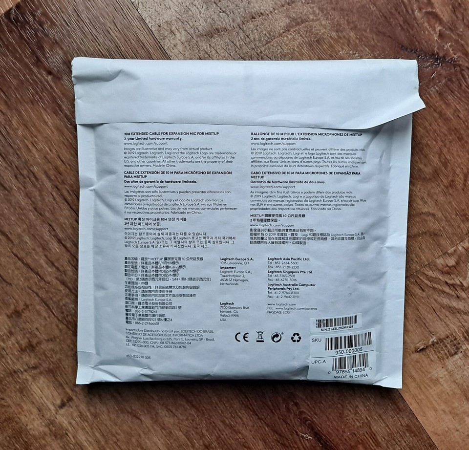 Logitech 950000005 Meetup 10M Extended Cable for Expansion Mic New Open ...