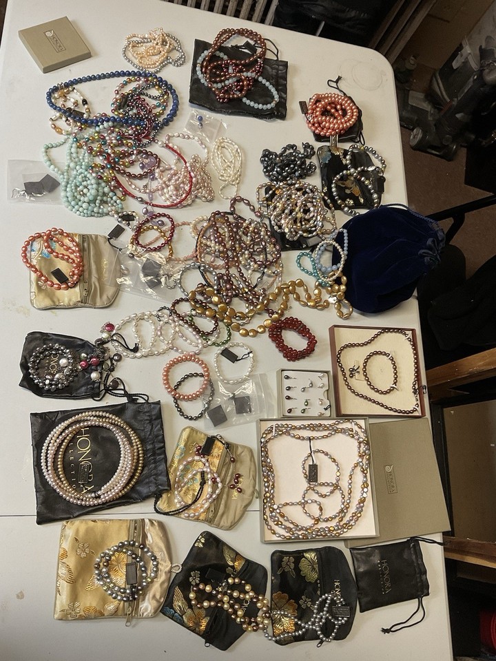 LOT OF 50 PIECES VINTAGE WOMENS JEWELRY 925 Honora Pearls necklace ...