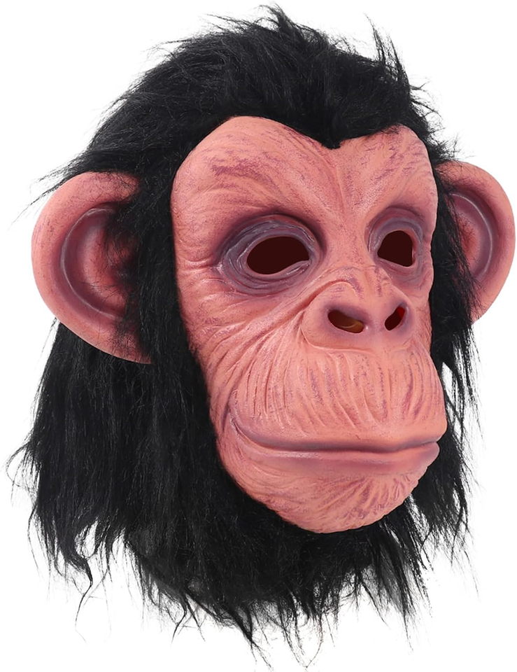 Monkey Mask Latex Full Head Animal Black Chimp Mask for Halloween ...