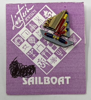 Liztech SAILBOAT Pin Brooch Mirrored Beaded 2000 | eBay