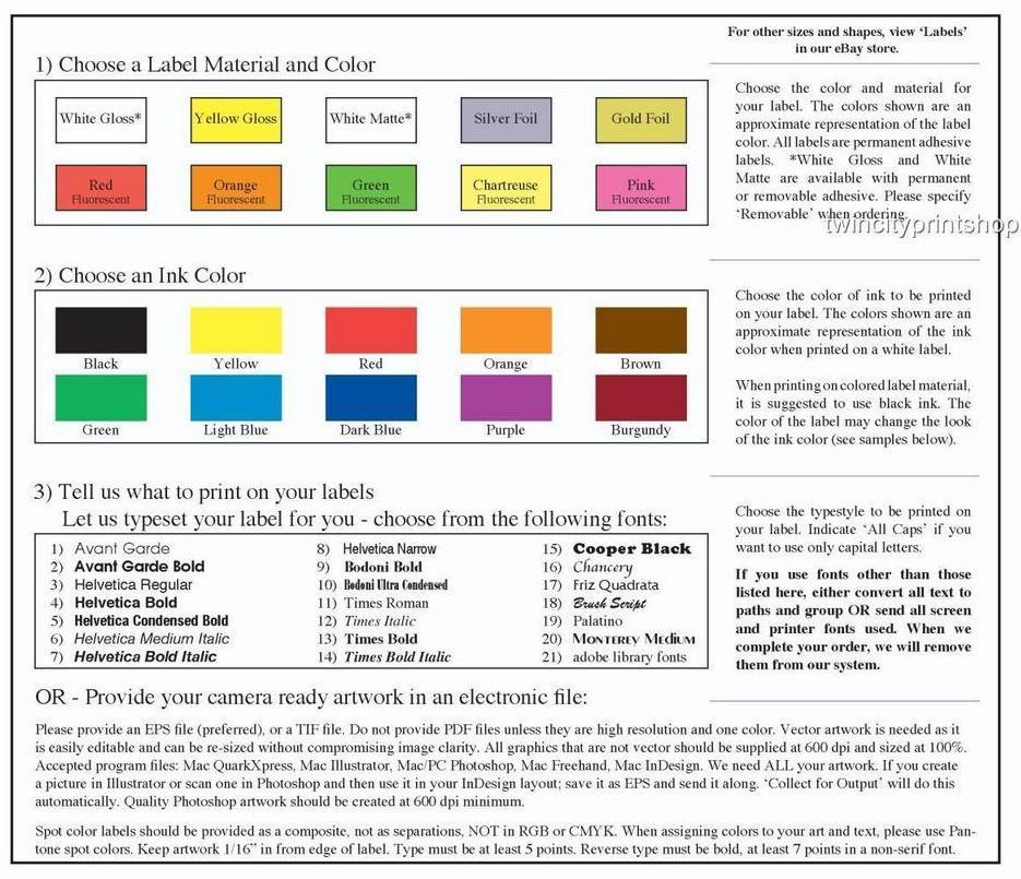 Printed Nutrition Labels, 1000 Custom 1" x 2" Rectangle, 1 Ink Color ...