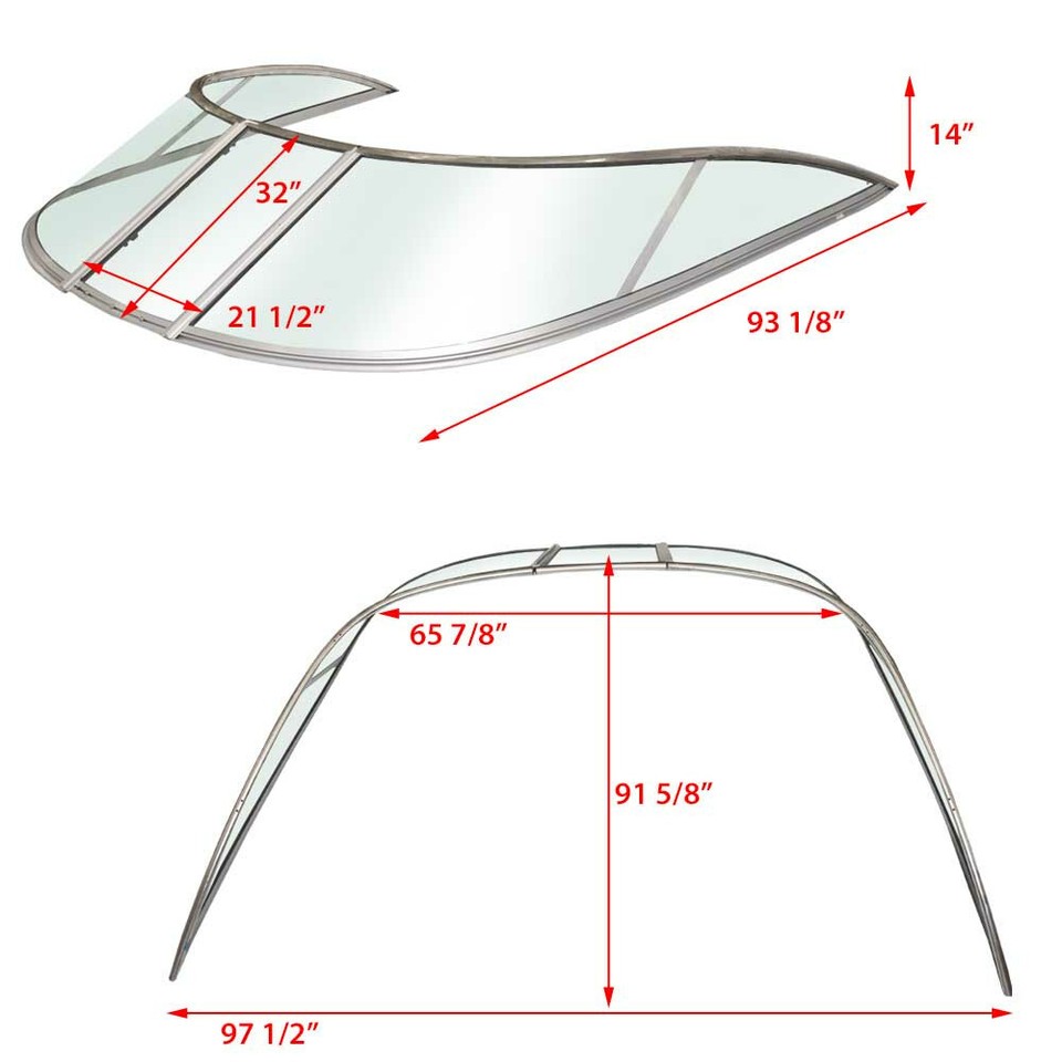 Taylor Made Boat Glass Windshield 8131040011 | 97 1/2 Inch Green (3PC ...