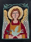 Handmade Cross Stitched Angel Tapestry Wall Art Decor 10in (hanger 12in ...