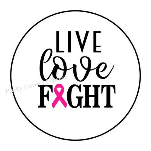 LIVE LOVE FIGHT BREAST CANCER AWARENESS ENVELOPE SEALS LABELS STICKERS ...