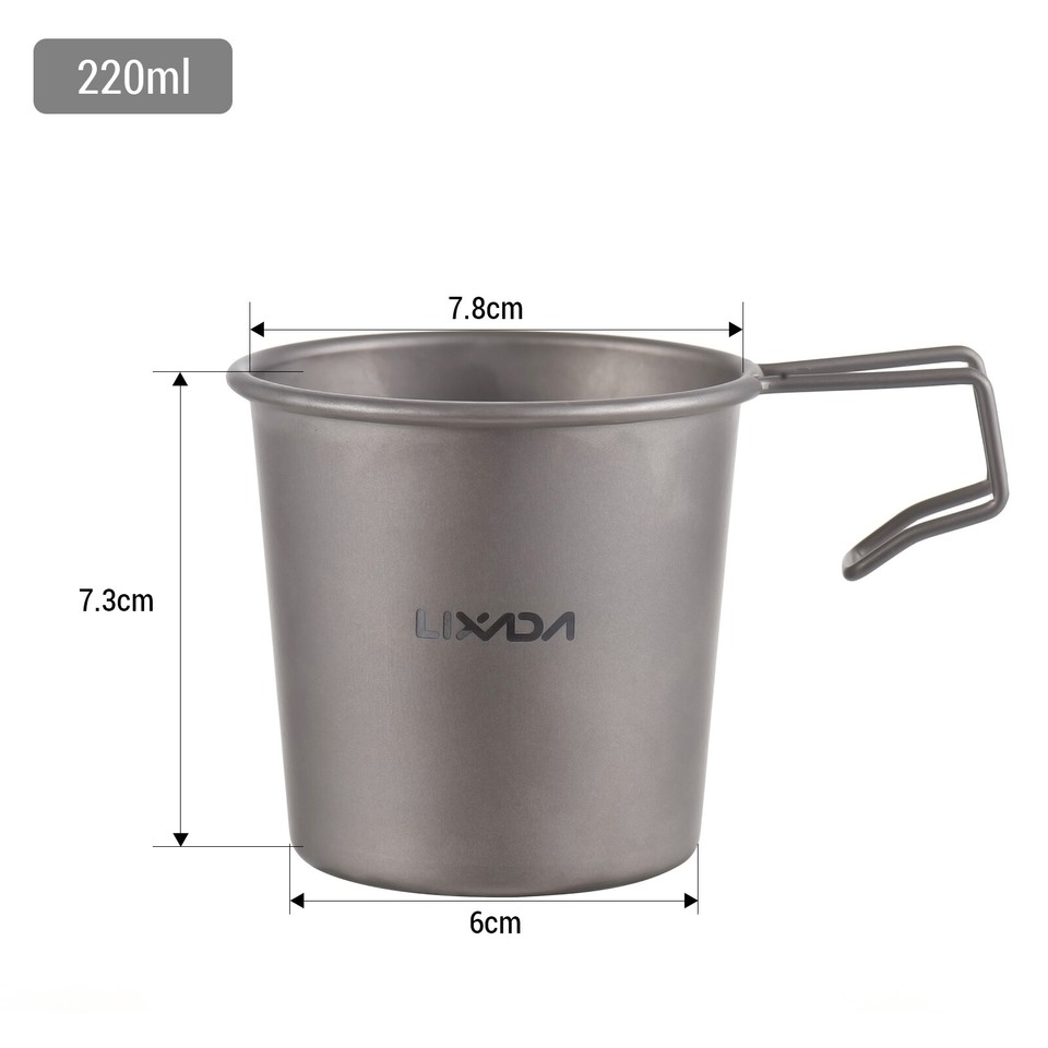 2pcs 220ml Ti Sierra Cup Lightweight Ti Camping Cup Hiking Coffee Mug ...