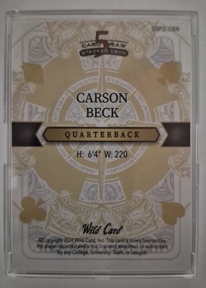 Carson Beck 1/1 PRC Rainbow 2024 5 Card Draw Stacked Deck Wild Card | eBay