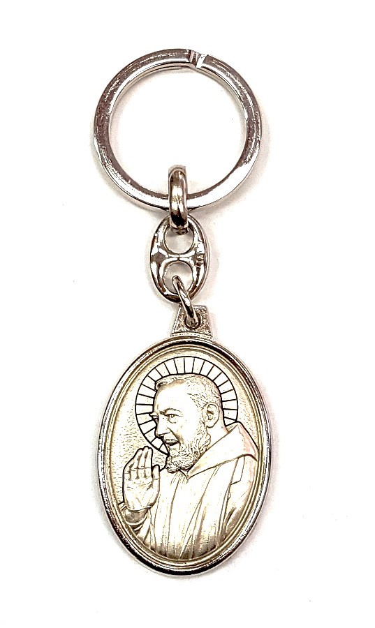 St Pio of Pietralcina Padre Pio Medal Catholic Religious Key Ring ...