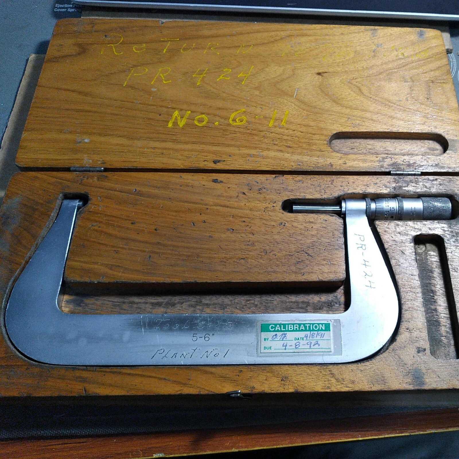 SCHERR TUMICO SQUARE FRAME OUTSIDE MICROMETER 5"-6" RANGE .001" GRADS ...