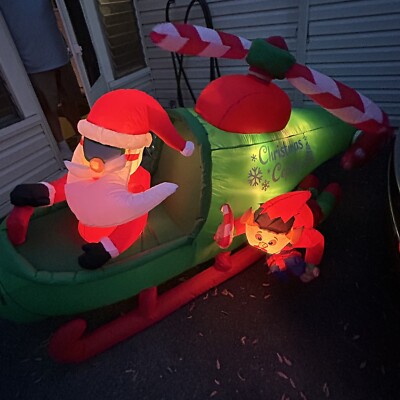 Gemmy 9 ft Wide Animated Christmas Helicopter Scene Airblown Inflatable ...