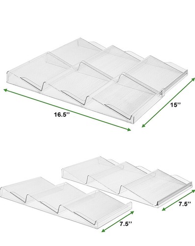 2 Pack Expandable Drawer Spice Rack Organizer 3 Slanted Tiers Clear ...