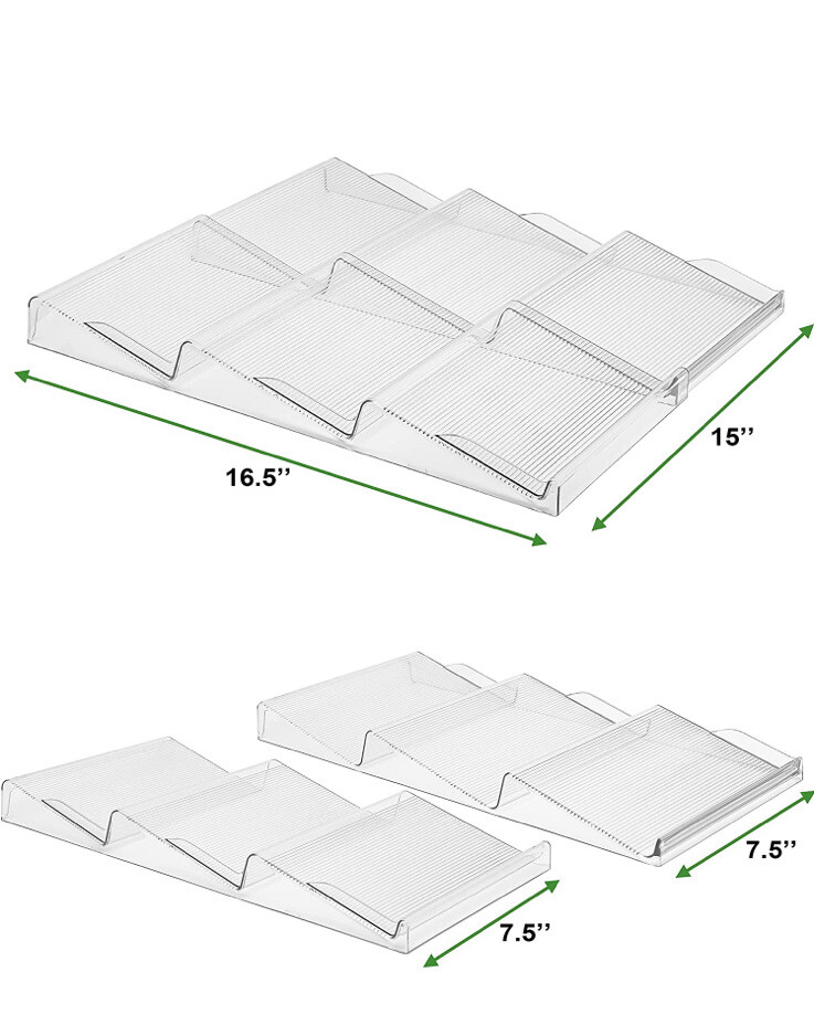 2 Pack Expandable Drawer Spice Rack Organizer 3 Slanted Tiers Clear ...