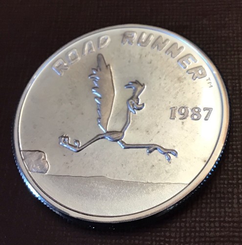 1987 Road Runner 0.999 Silver Coin, One Troy Ounce, Highland Mint ...