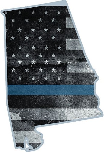 5" Alabama State Thin Blue Line AL Tattered American Flag Police ...