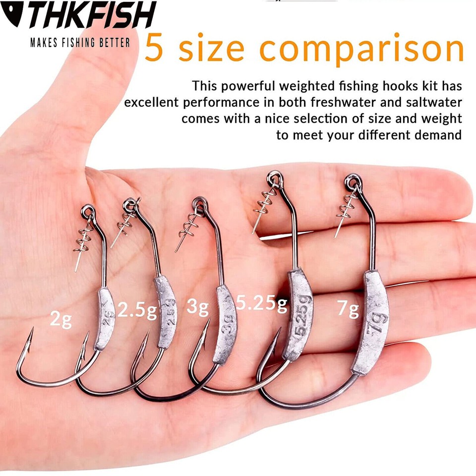 THKFISH 25/30Pcs Fishing Hooks Twistlock Hooks Weighted Bass Hooks ...