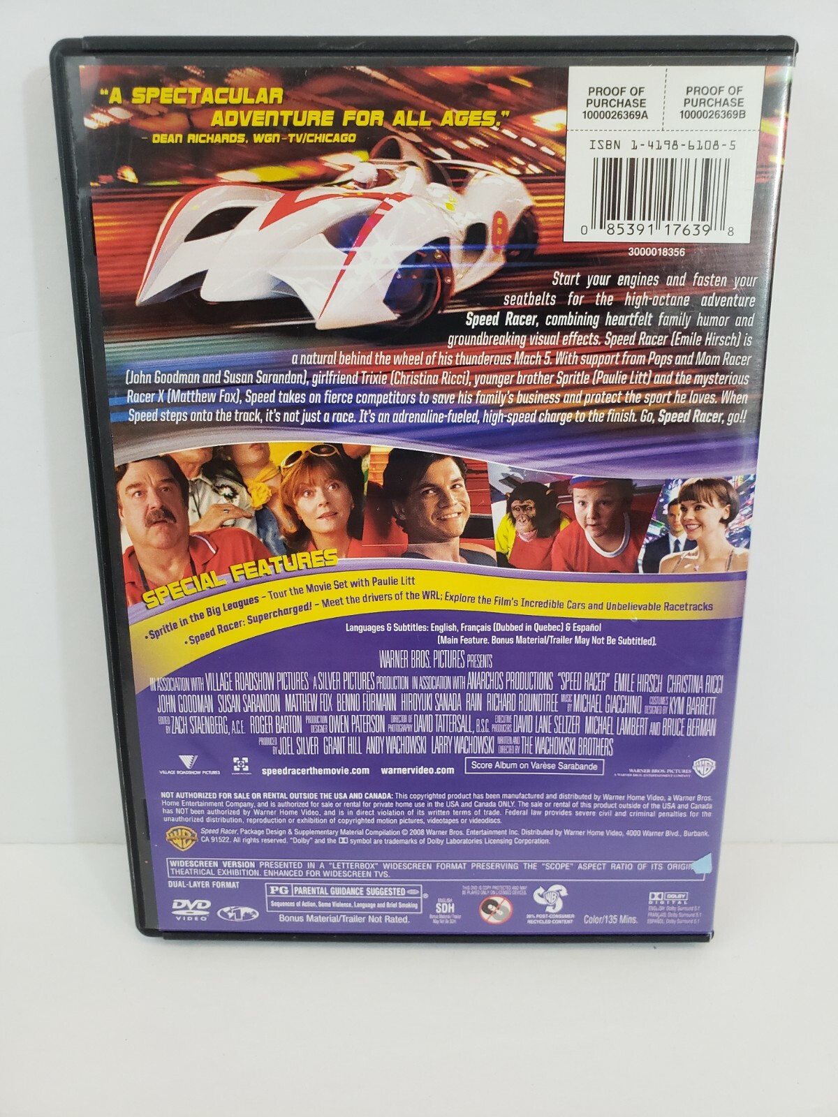 Speed Racer (DVD, 2008, Widescreen) Emile Hirsch John Goodman ...