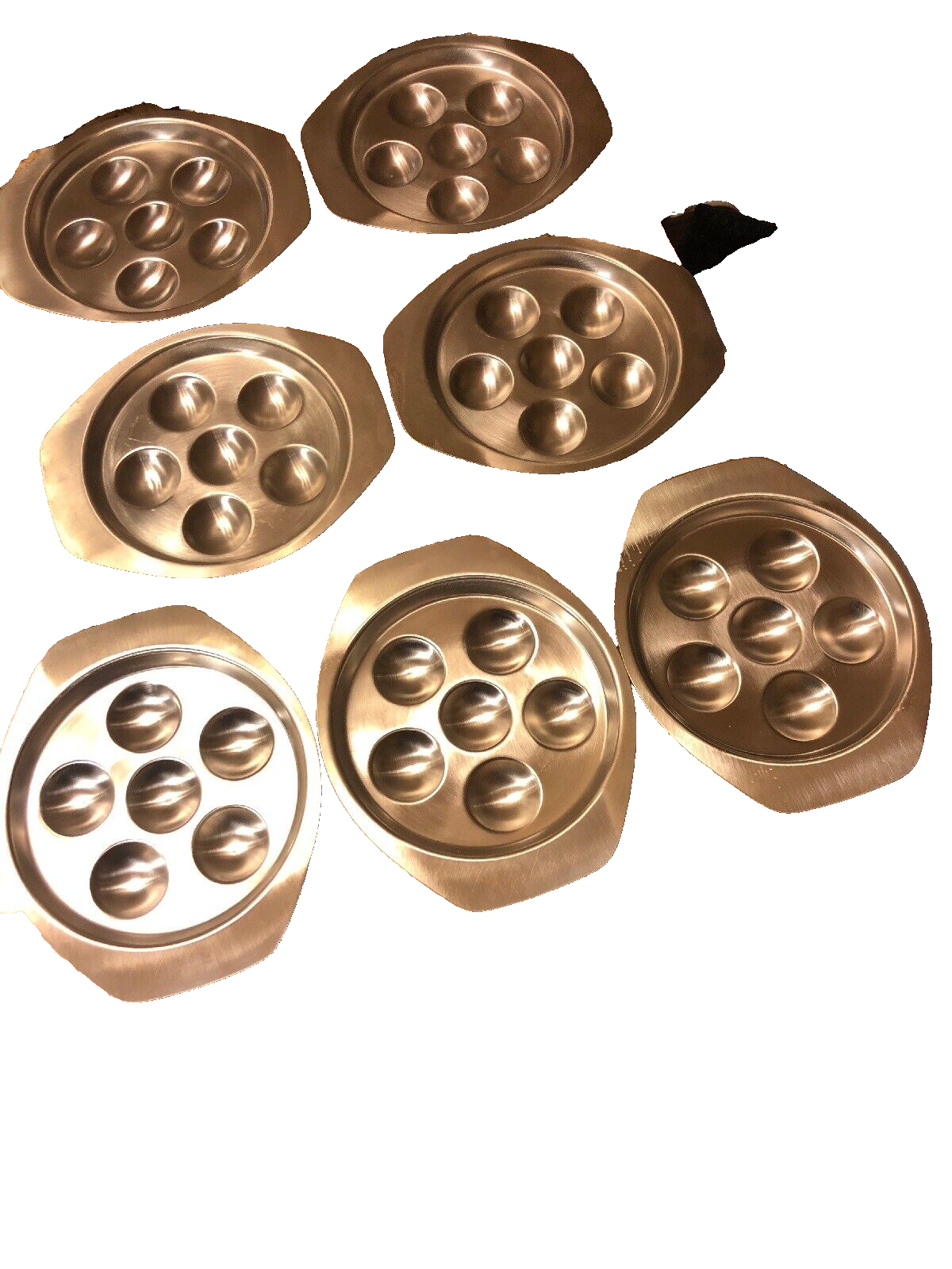 HELLER DESIGNS MCM 18-8 STAINLESS(7) ESCARGOT PANS/SERVEWARE 6 7/8" L ...