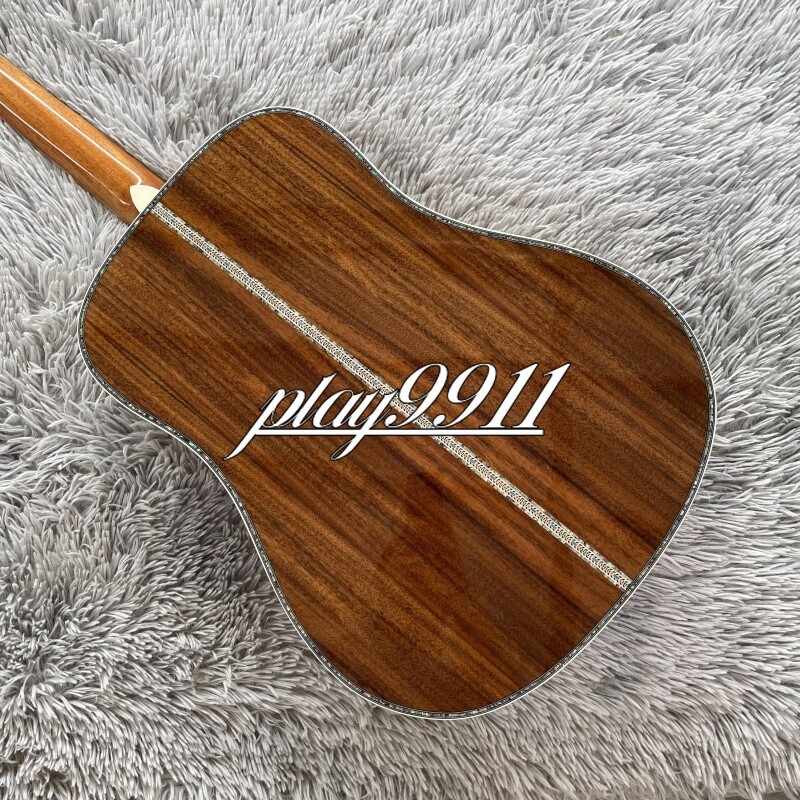Handmade 45 Full Koa Brown Acoustic Guitar Shell Inlay Bone Nut Factory ...