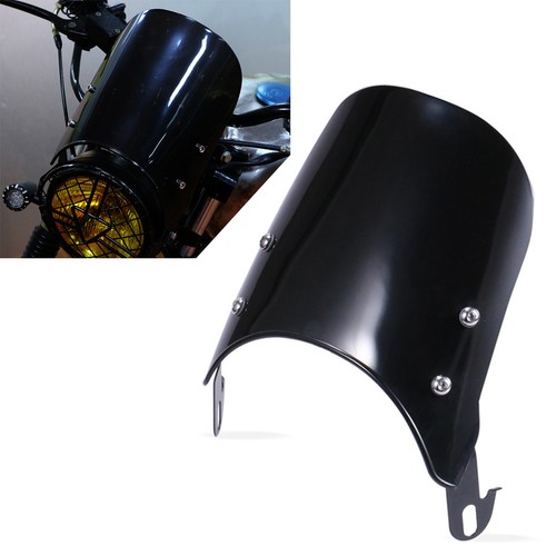 Motorcycle 5-7'' Headlight Windshield Windscreen Fairing Black for ...