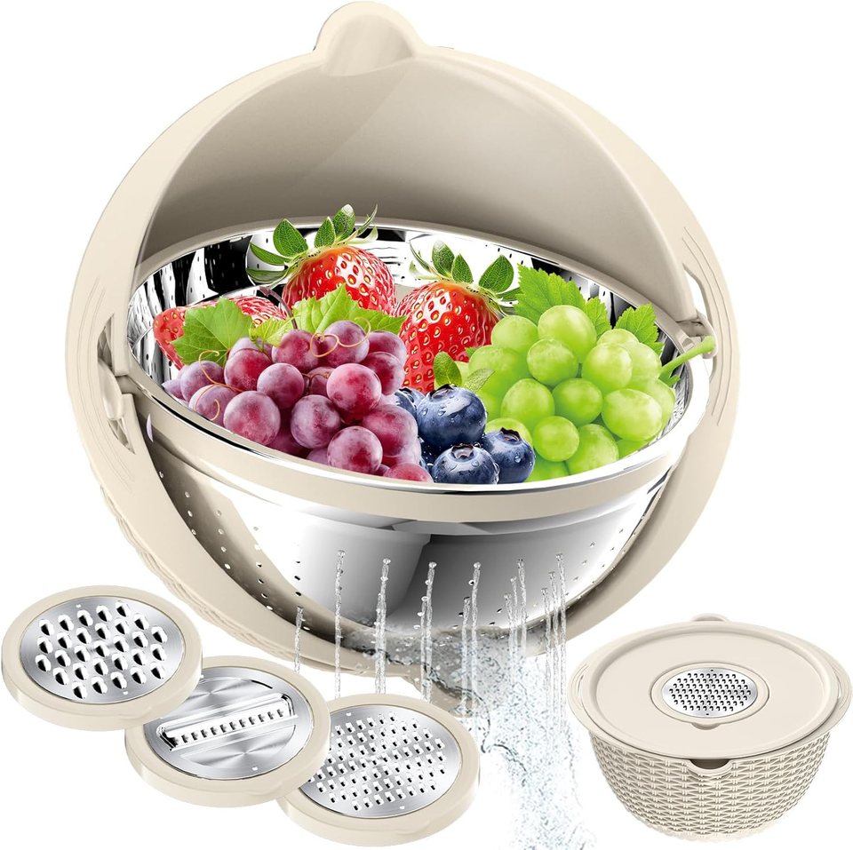 4-1 Colander with Bowl Set, Food Strainers and Colanders, Fruit Washing ...