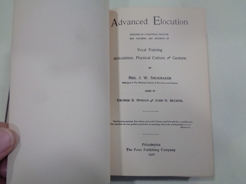 Advanced Elocution – Vocal Training, Articulation, Physical Culture ...