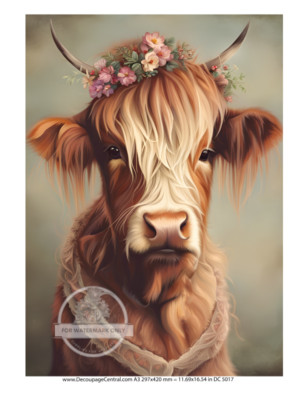 Lady Cow Portrait | A3 16.5 x 11.7" | Rice Paper | Decoupage Central | eBay