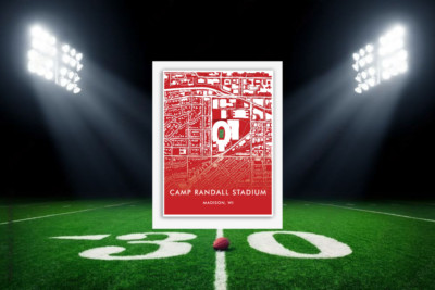 WISCONSIN BADGERS Stadium Location Map Print NCAA Stadium Art Poster ...