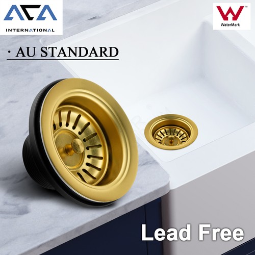 Brushed Yellow Gold Kitchen Sink Drainer Waste Plug Strainer 304 ...