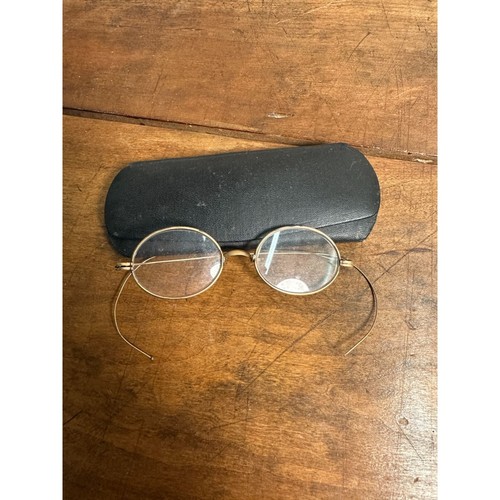 Antique Vintage GOLD Wire Rim Oval Eyeglasses Spectacles "Poco" + Case ...