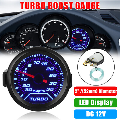 Universal 2" 52mm Digital Boost Gauge 0-35 PSI Pressure Turbo Meter ...