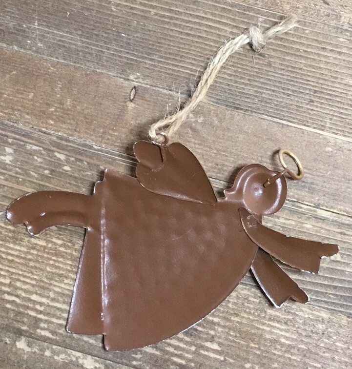 Vintage Angel Pressed Tin Metal Folk Art Style Hand Painted Christmas ...