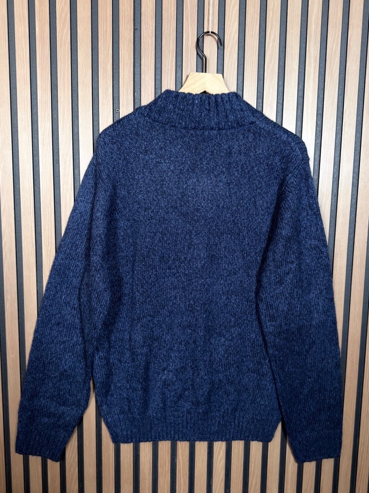 Tricots St Raphael Sweater Large Mens Blue Crotchet Knit Pullover Shawl ...