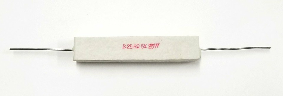 Lot of 2, 2.25K Ohm 25 Watt Wirewound Ceramic Power Resistors 25W ...