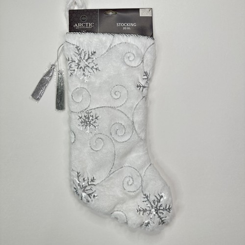 Winter Wonder Lane White Faux Fur w/ Silver Sequin Snowflakes Christmas ...