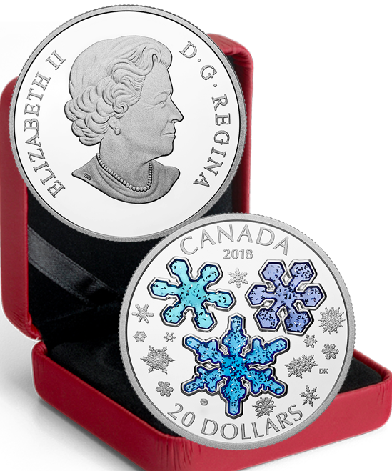 2018 Ice Crystals $20 1OZ Pure Silver Proof Coin Canada: Blue Sparkle ...