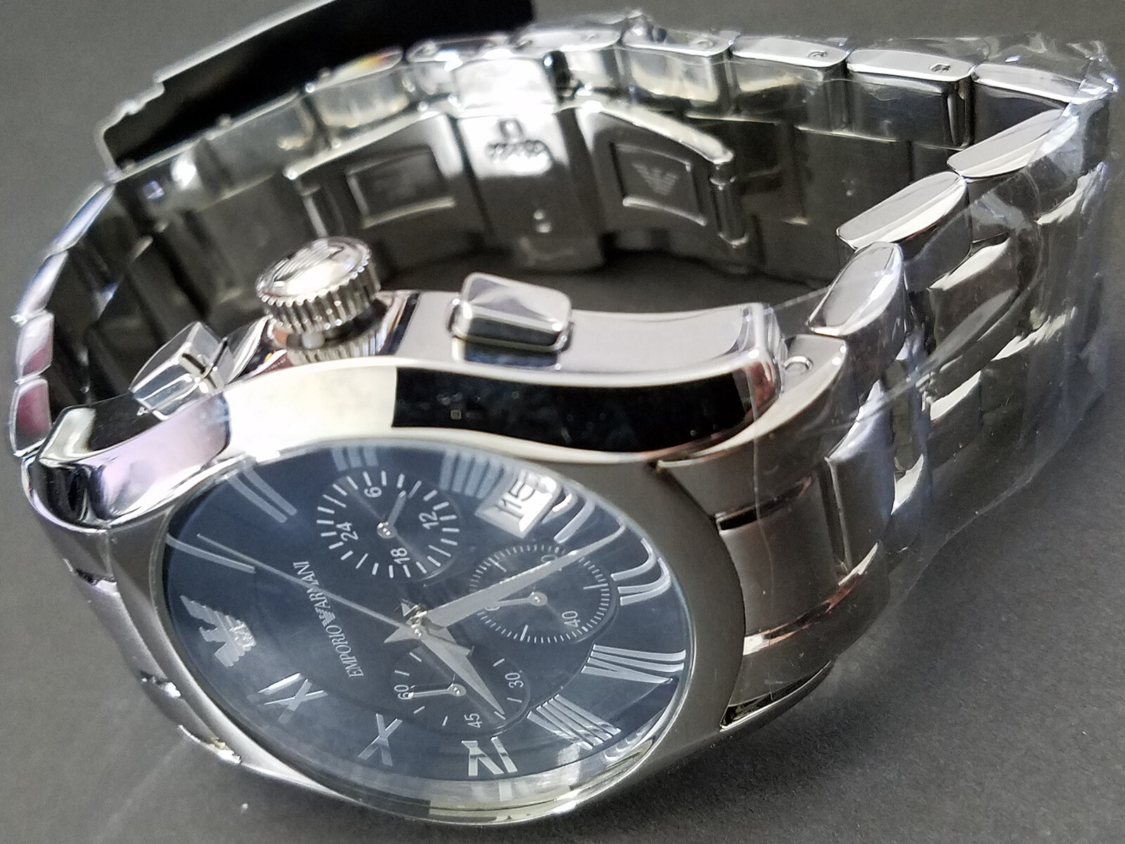 Emporio Armani Chronograph AR0673 Black Dial Men's Brand New Watch ...