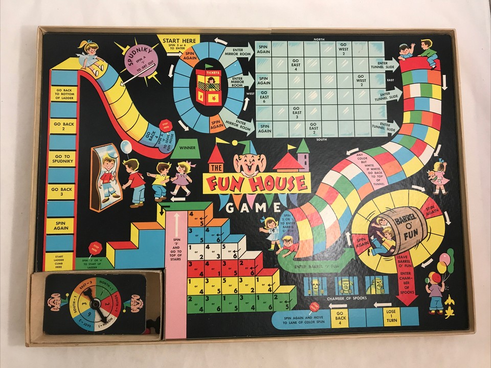 vtg The Fun House Game Warren Built Rite 1950s Circus Carnival spinner ...