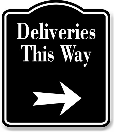 Deliveries This Way Right Arrow BLACK Aluminum Composite Sign | eBay