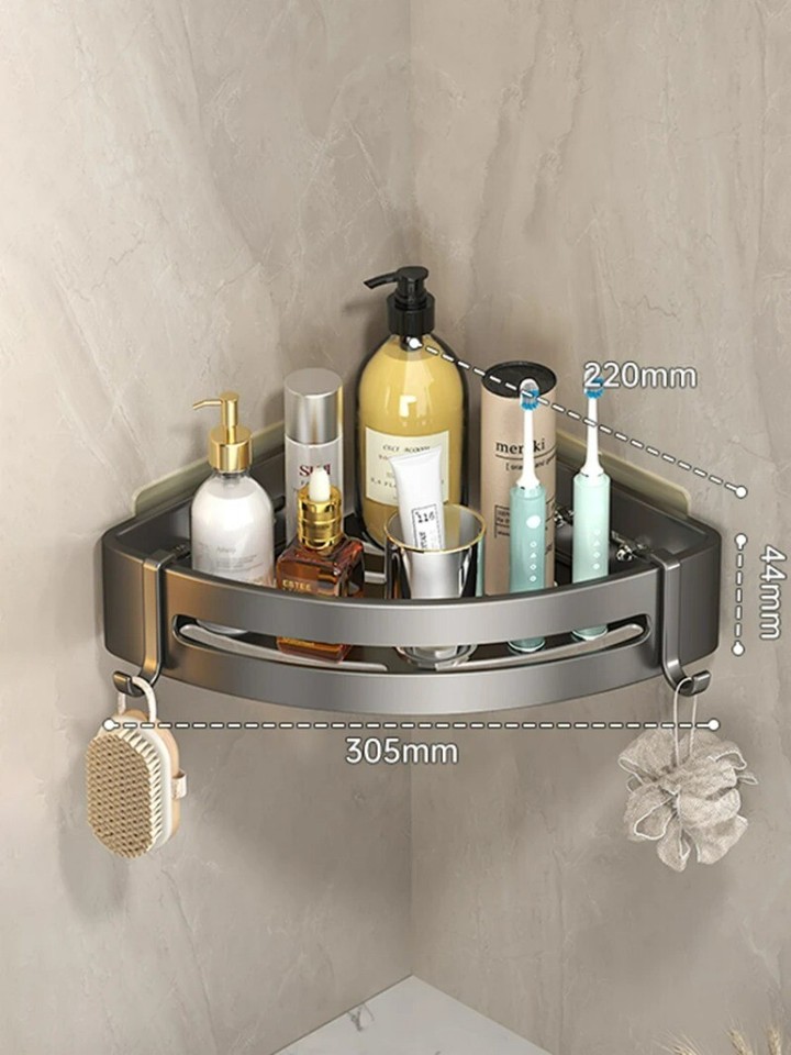 Adhensive Bathroom Shampoo Holder Shower Caddy Shelve Storage Organizer ...