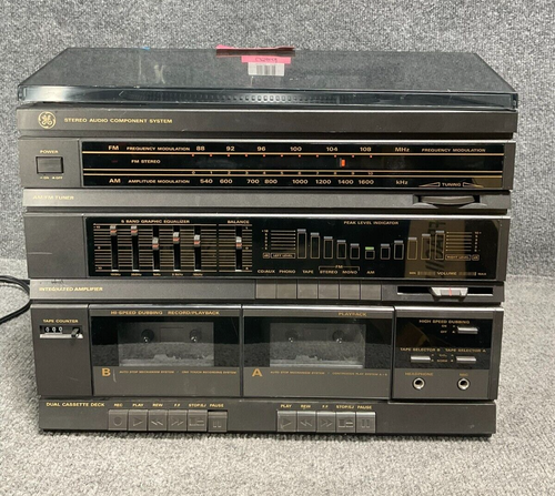 GE Stereo Audio Component System CS1200, 5 Band Graphic Equalizer, Dual ...