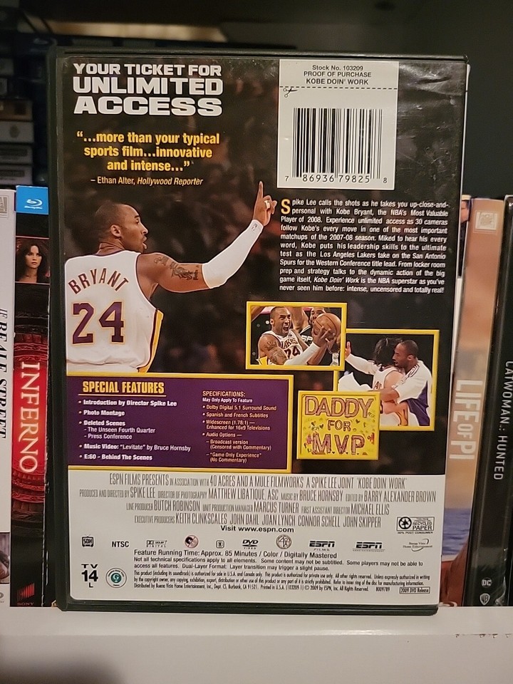 Kobe Doin' Work 2009 (DVD)MVP Limited Edition Kobe Bryant A Spike Lee ...