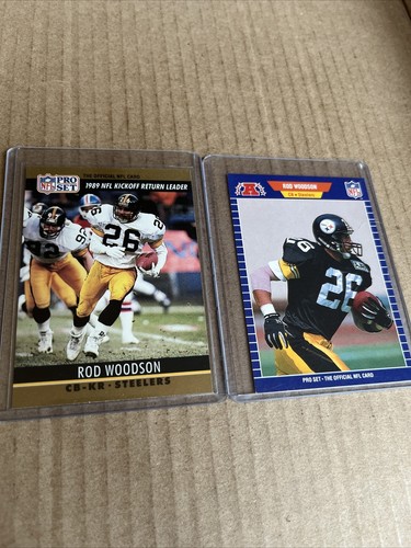 ROD WOODSON RC 1989 Pro Set #354 & 1990 Pro Set #16 Steelers Football ...