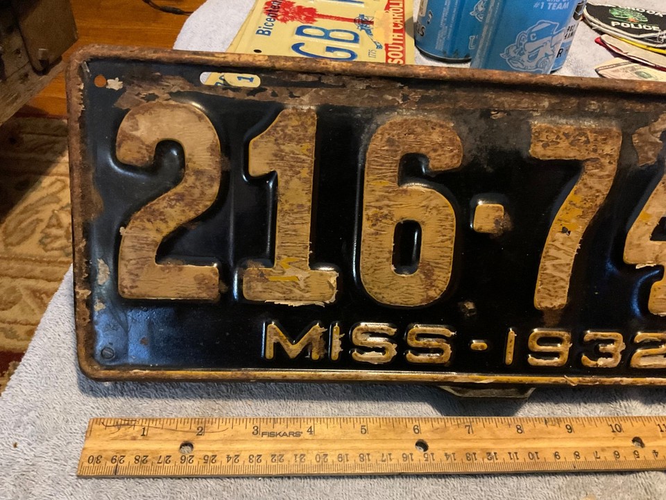 License Plate Vintage Mississippi Miss 1932 216 743 Rustic | eBay
