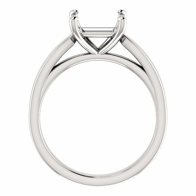 Sterling Silver Square/Princess Cut Solitaire Ring Setting - Tapered ...