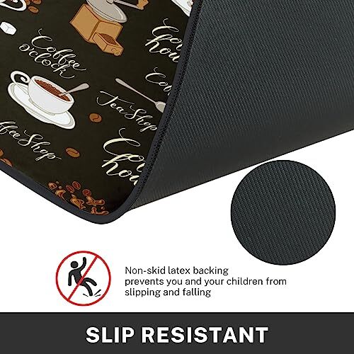 Coffee Kitchen Rugs and Mats Non Skid Washable Set of 2, Tea Shop ...