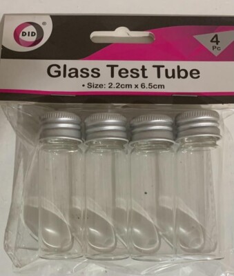 Glass Test Tubes 2.2 x 6.5 cm Transparent 4 X Tube Small Glass Tubes ...